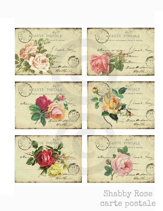 Vintage Roses POSTCARD CARTE POSTALE Vintage Ephemera Hang - Etsy