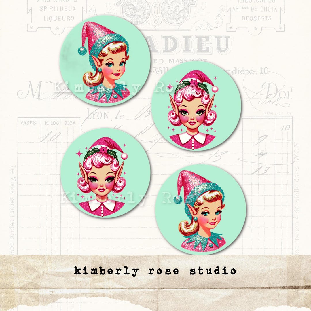 Retro Kitsch Christmas Elf Clip Art: Collage & Junk Journal (digital ...