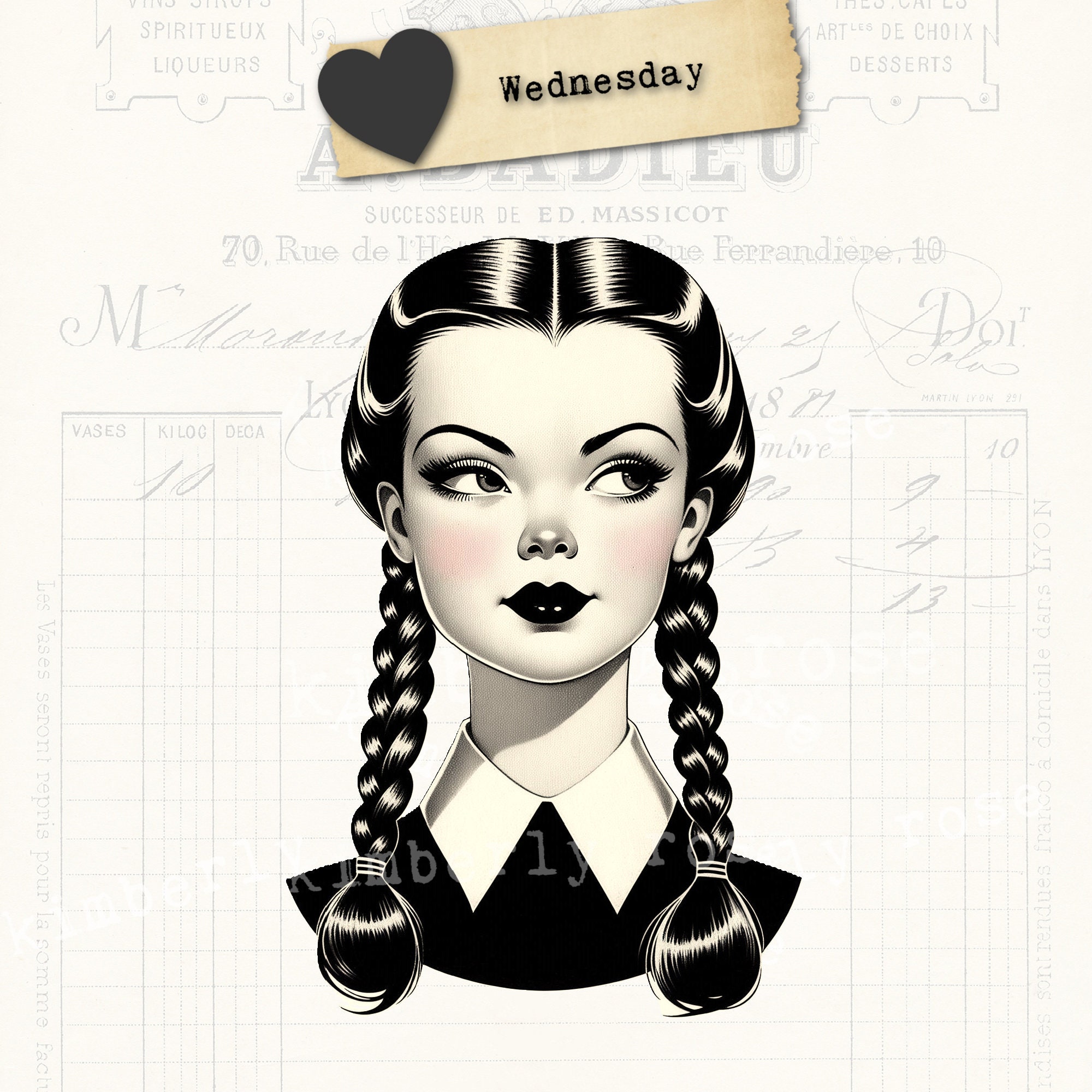 Wednesday Addams PNG Image/wednesday Clip Art No 2 - Etsy