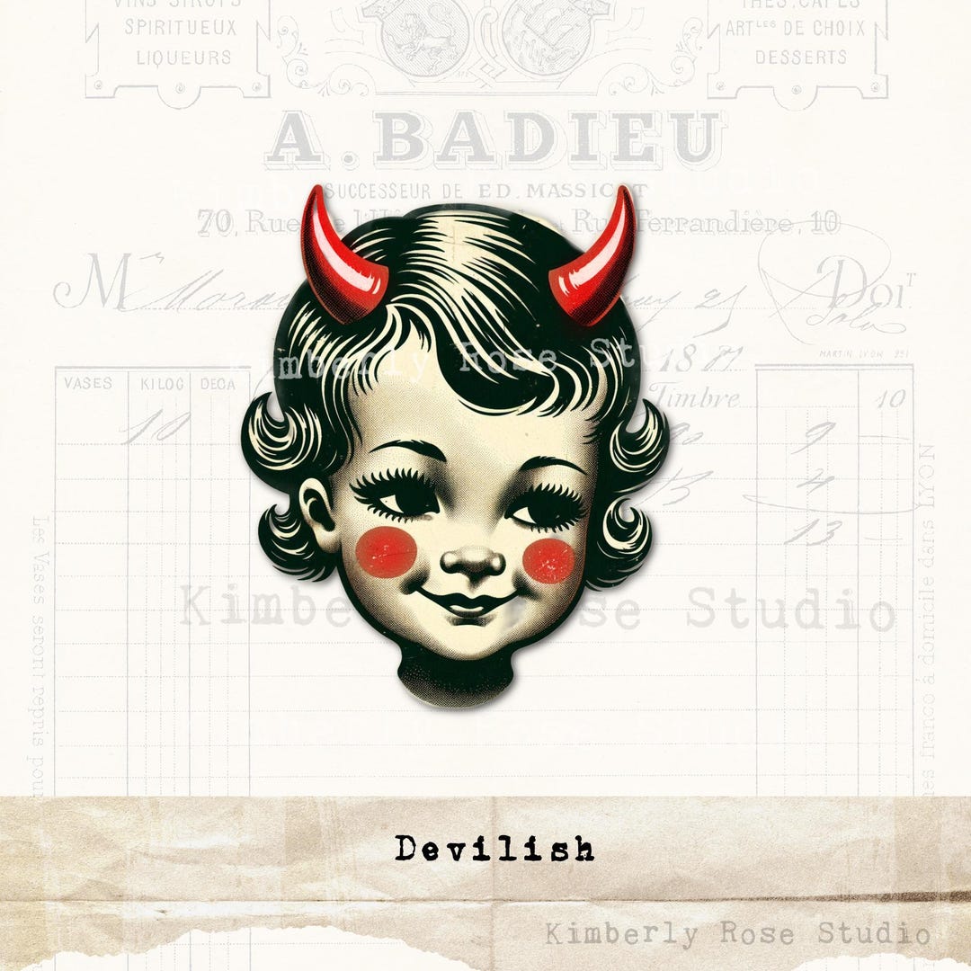 Kitsch Devil Girl PNG, Retro Horror Clip Art (digital Download) - Etsy