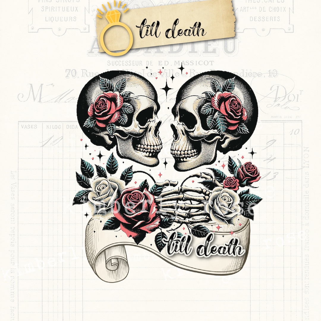 Skull Wedding till Death PNG Image/skull Wedding Clip Art No 3 - Etsy