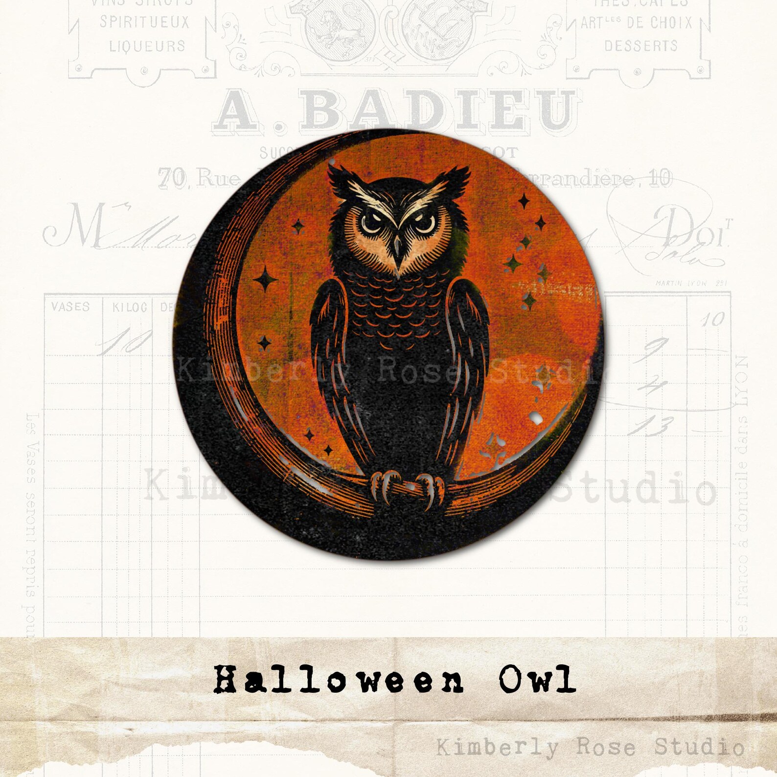 Crescent Moon Owl Halloween Antique/vintage Style PNG Image/halloween ...