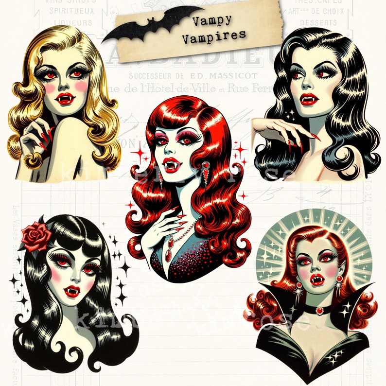Campy Vampy Vampire PNG Clip Art Set: Transparent Images - Etsy