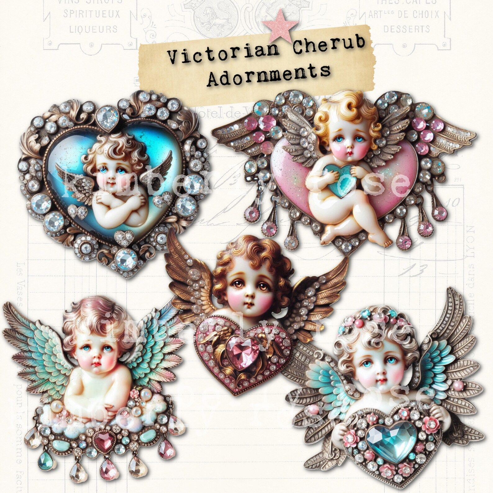 Victorian Cherub Putti Adornments for Collage/junk Journal/fussy Cuts ...