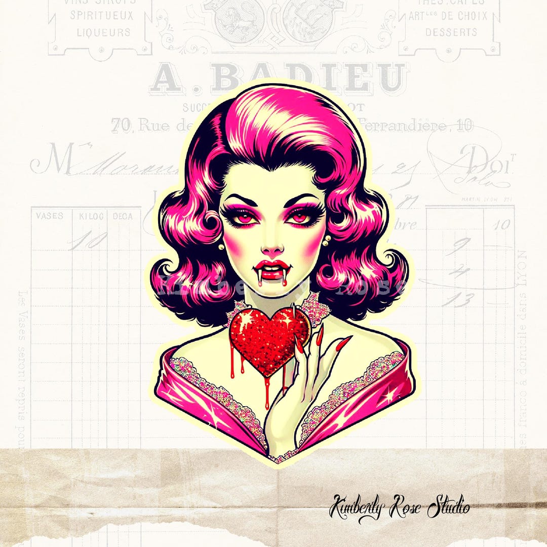 Retro Valloween Vampire PNG / Collage Sheet/valentine's Day Clip Art ...