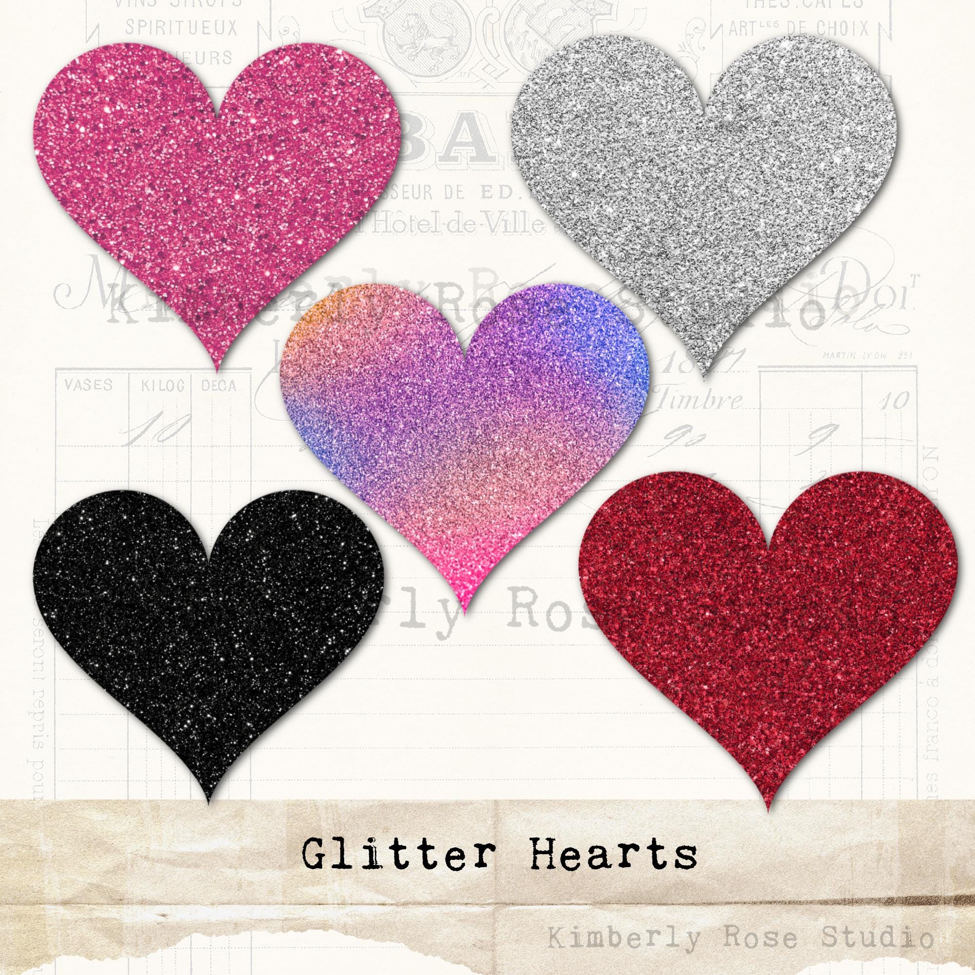 Glitter Hearts Clip Art Pack/heart Clip Art - Etsy