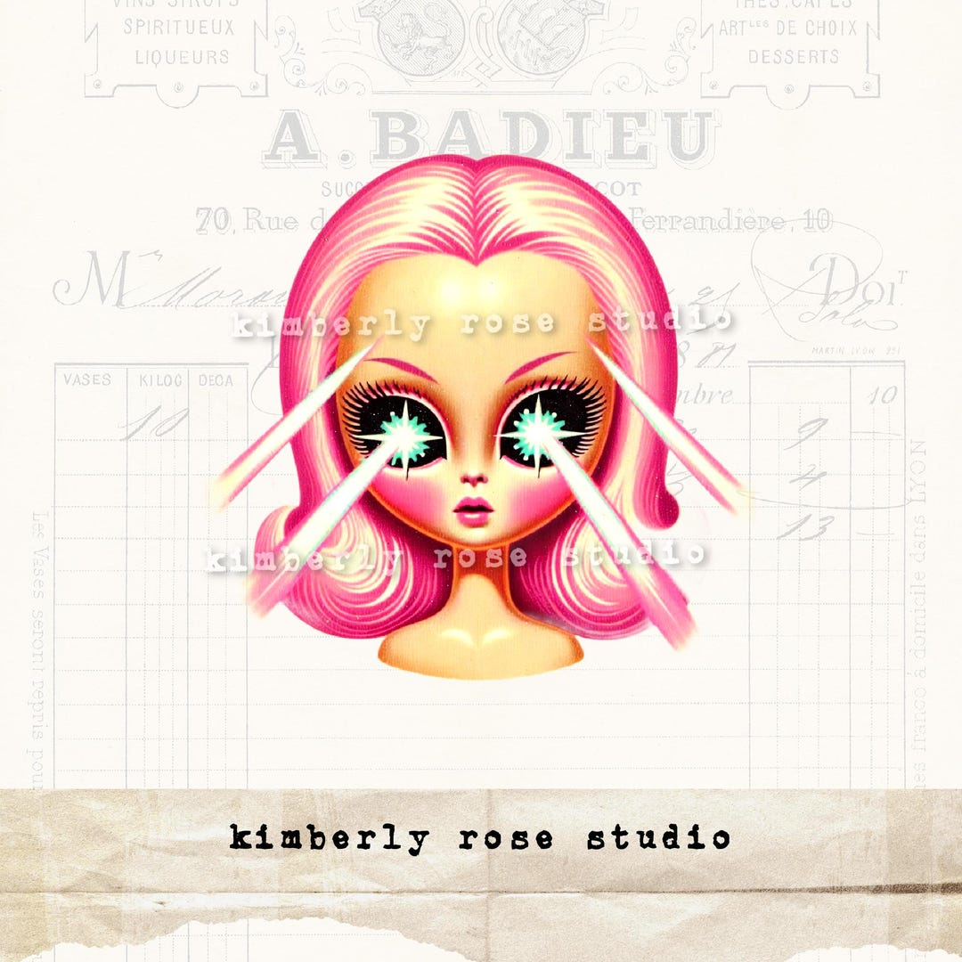 Kitsch Alien Girl Laser Beam Eyes Clip Art PNG Image/alien Clip Art - Etsy