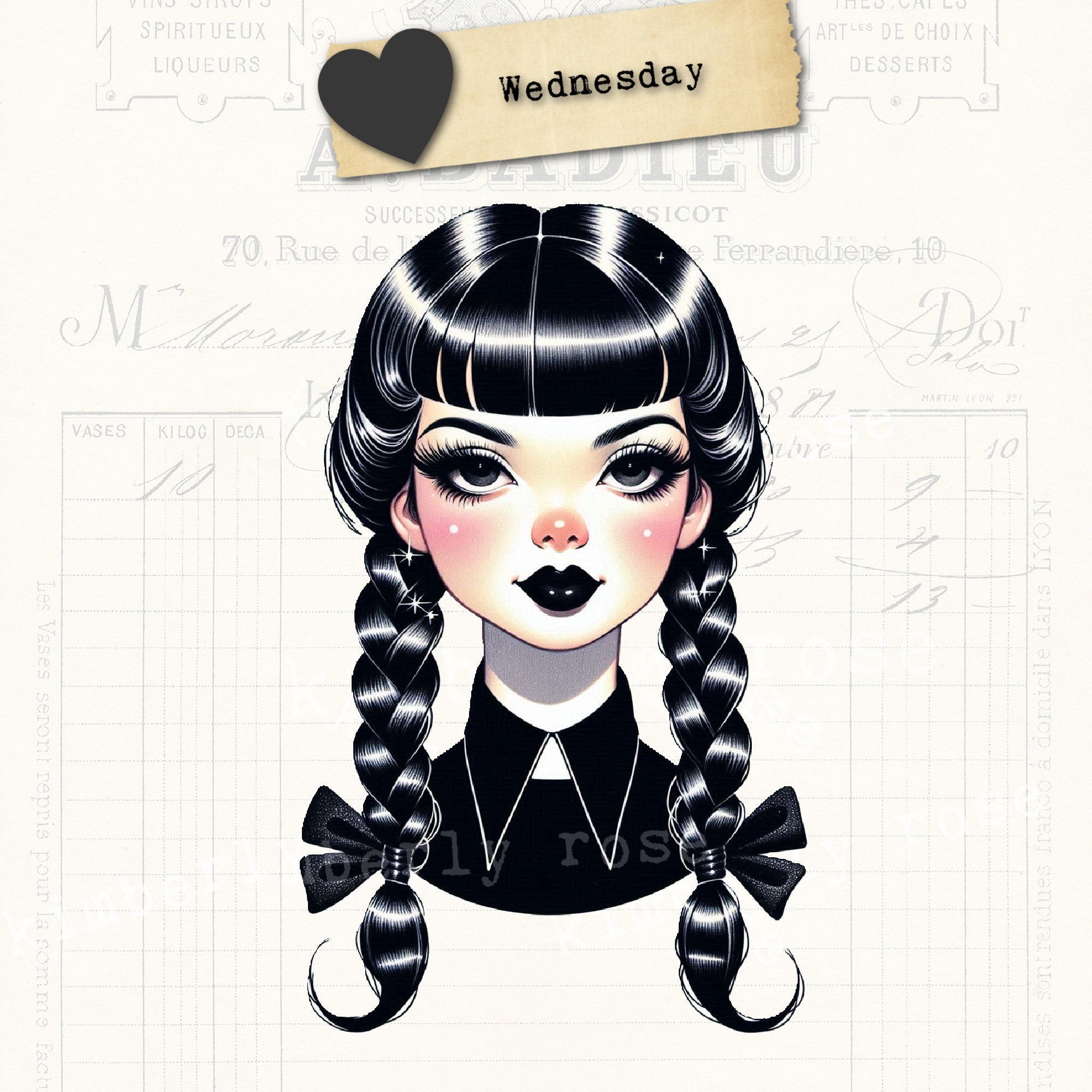 Wednesday Addams PNG Image/wednesday Clip Art No 3 - Etsy
