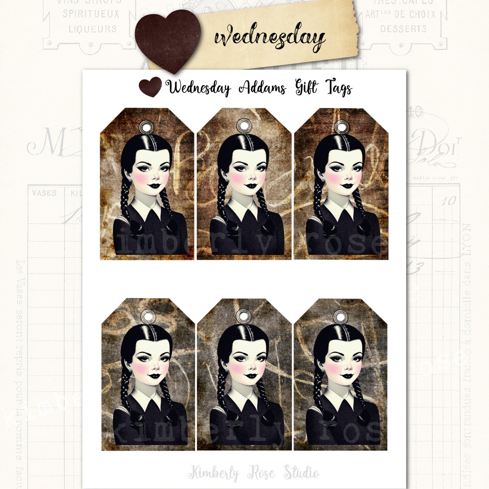 Wednesday Addams Gift Tags/printable Gift Tags - Etsy