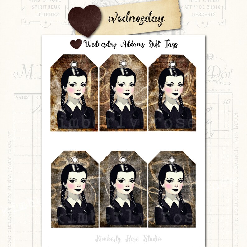 Wednesday Addams Gift Tags/printable Gift Tags - Etsy