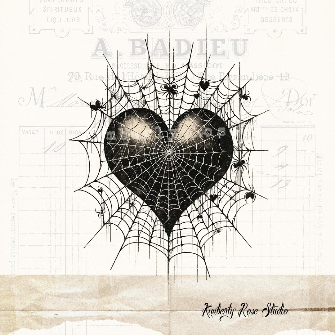 Spooky Spun Spider Web Heart/junk Journal Halloween/printable Halloween ...