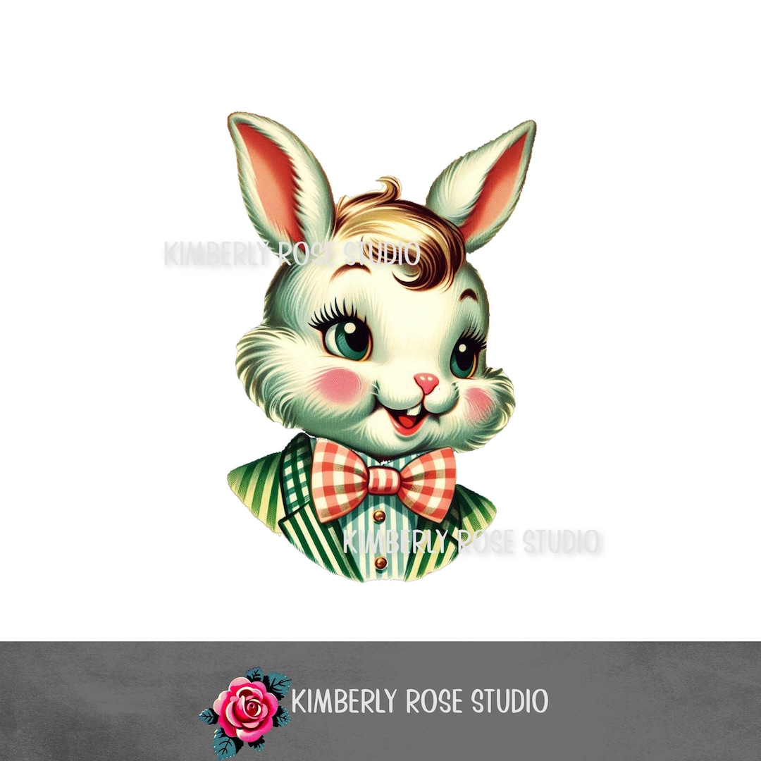 Peter Cottontail Easter Bunny Head Kitsch Clip Art /shabby Easter Png ...