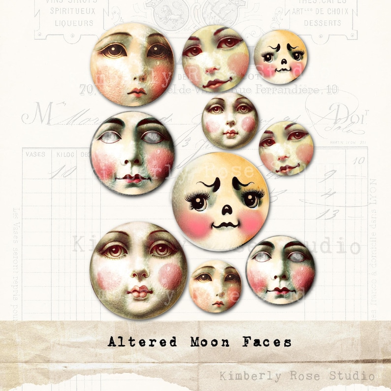Altered Moon Faces Clip Art Images PNG /moon Fussy Cuts/halloween Clip ...