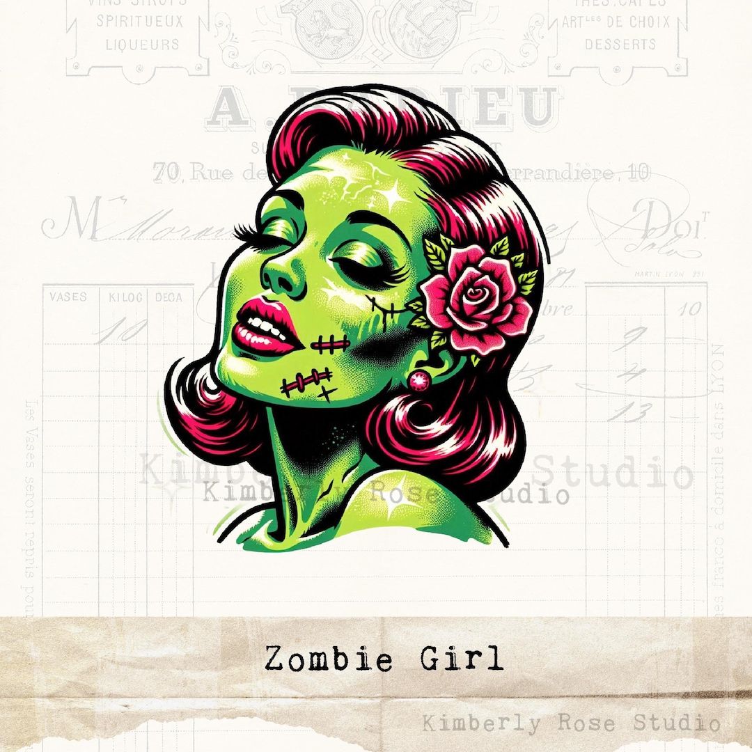 Zombie Glam Girl Pin up PNG Image/halloween Horror Clip Art/zombie Clip ...
