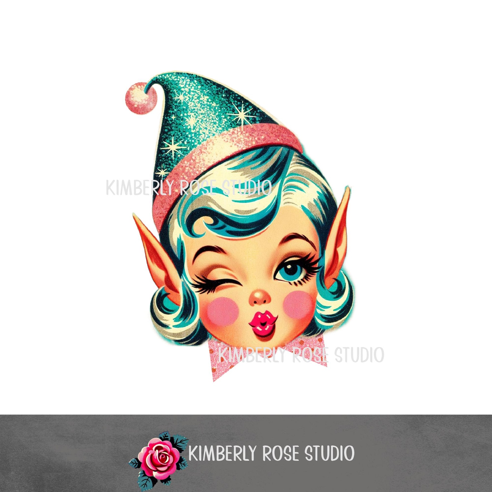 Retro Winking Pixie Elf Clip Art Image (PNG) - Etsy