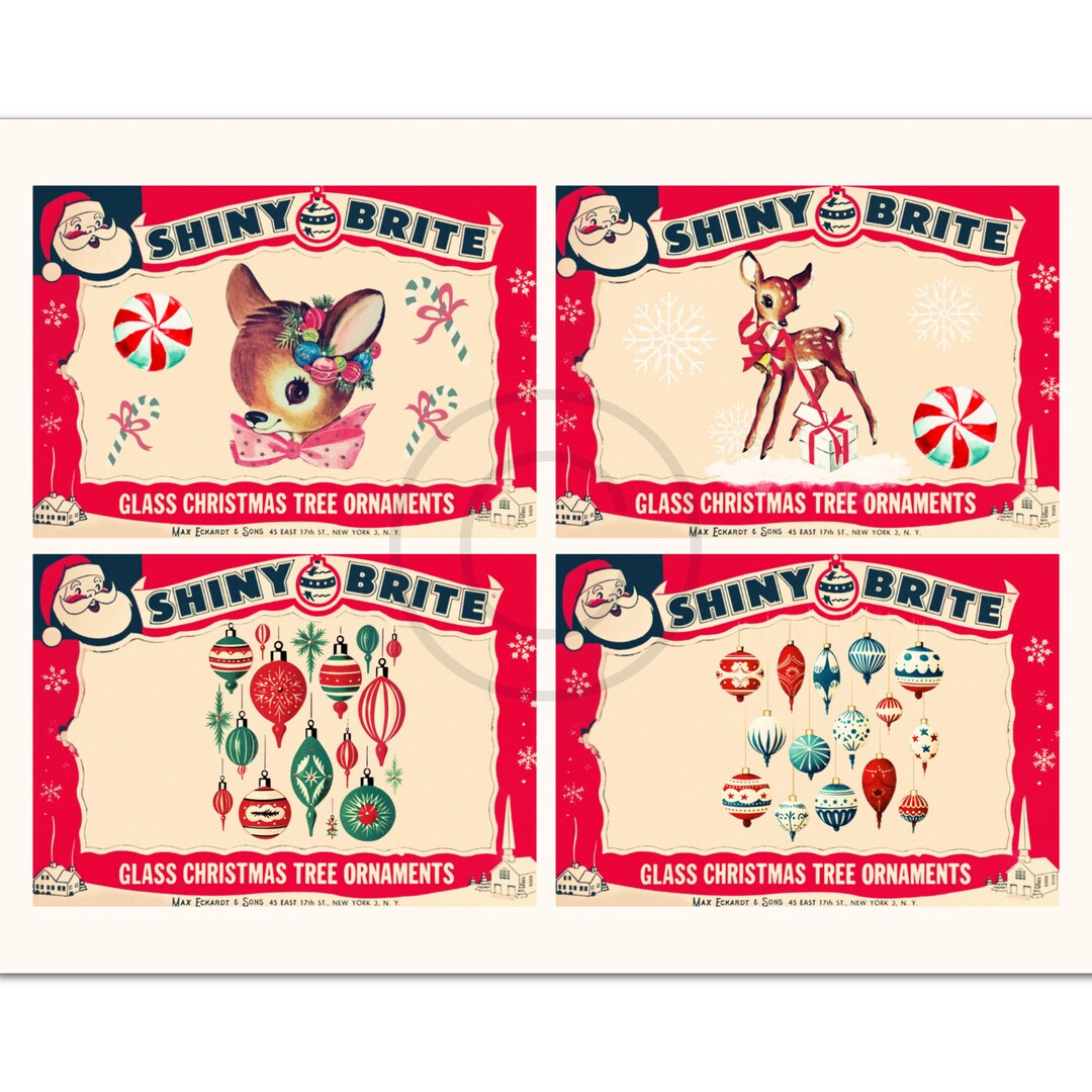 Shiny Brite Ornament Box Dioramas-digital Collage Sheet-instant Digital ...