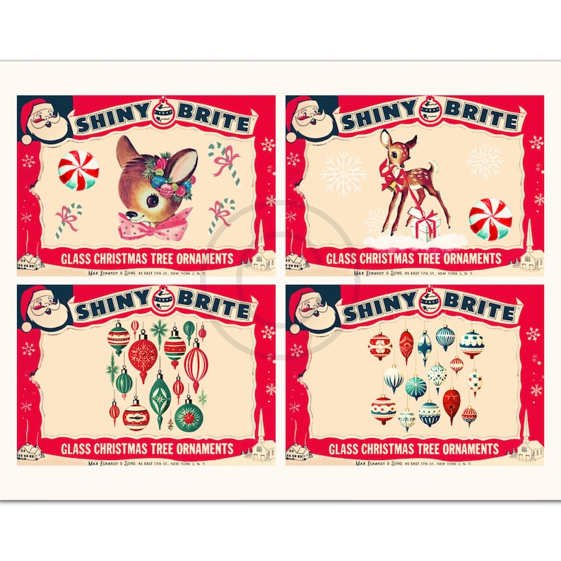 Shiny Brite Ornament Box Dioramas-digital Collage Sheet-instant Digital ...