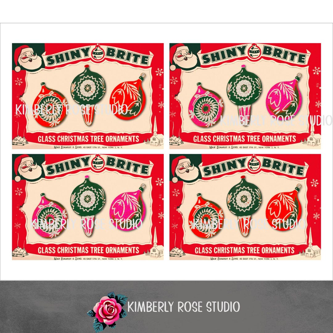 Shiny Brite Ornament Box With Ornaments Dioramas-digital Collage Sheet ...