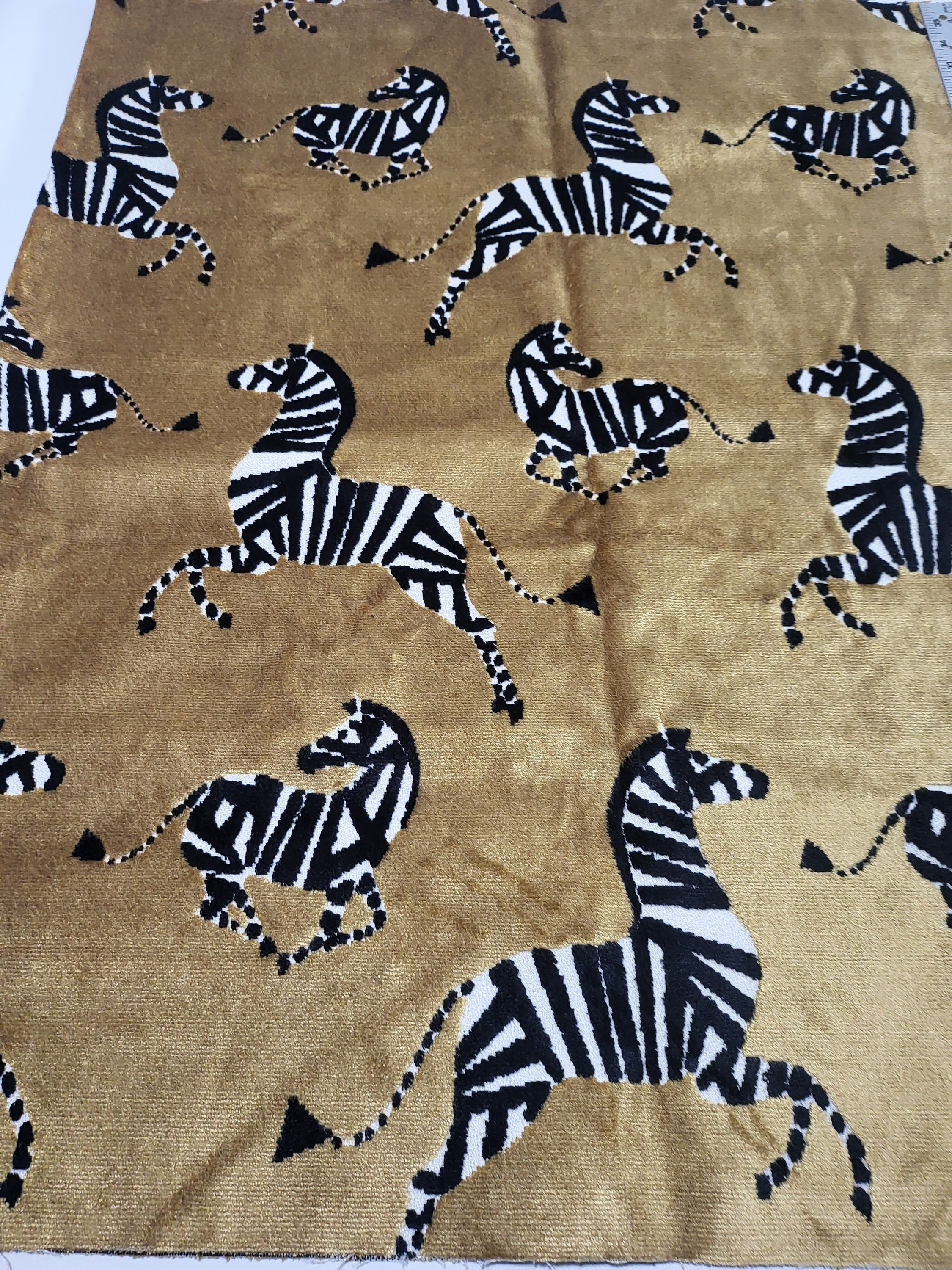 Exotic Prancing dancing Zebras farloweviscose Velvet Upholstery Fabric1 ...