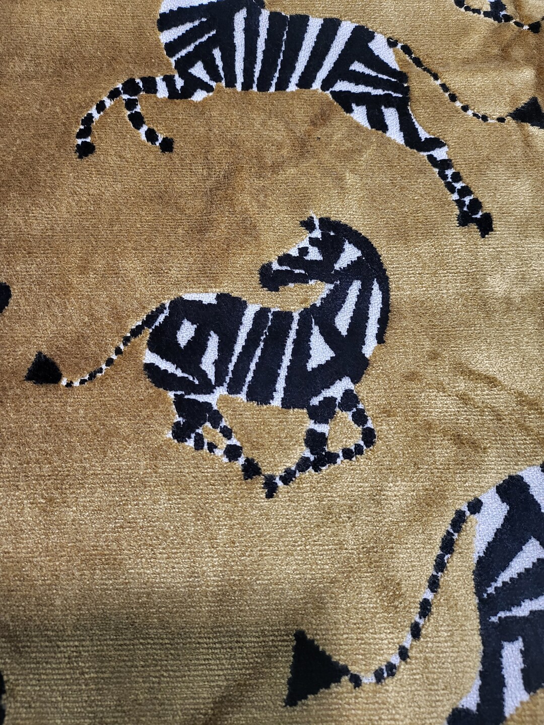 Exotic Prancing ~dancing Zebras ~farlowe~viscose~ Velvet Upholstery ...
