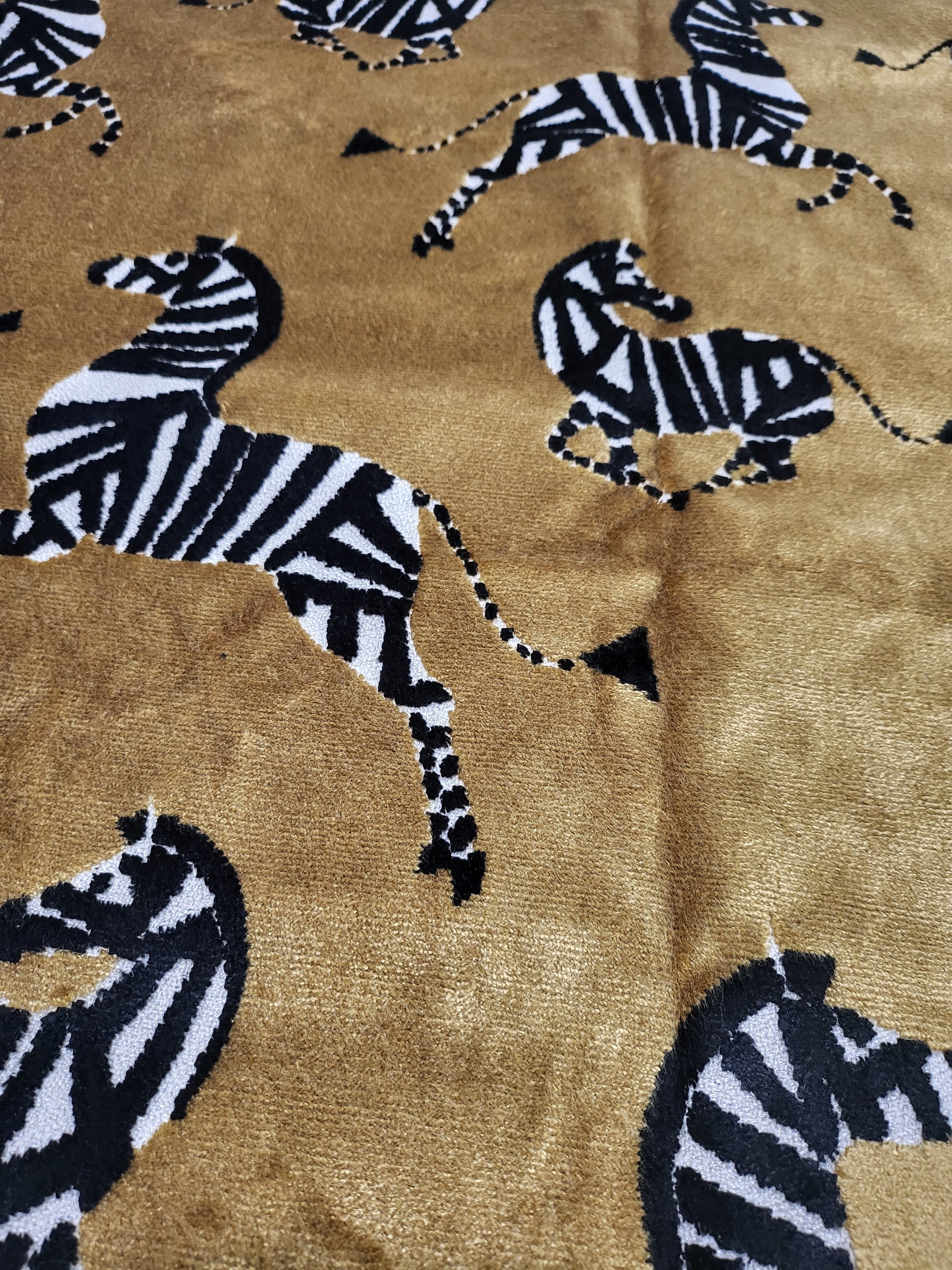 Exotic Prancing dancing Zebras farloweviscose Velvet Upholstery Fabric1 ...