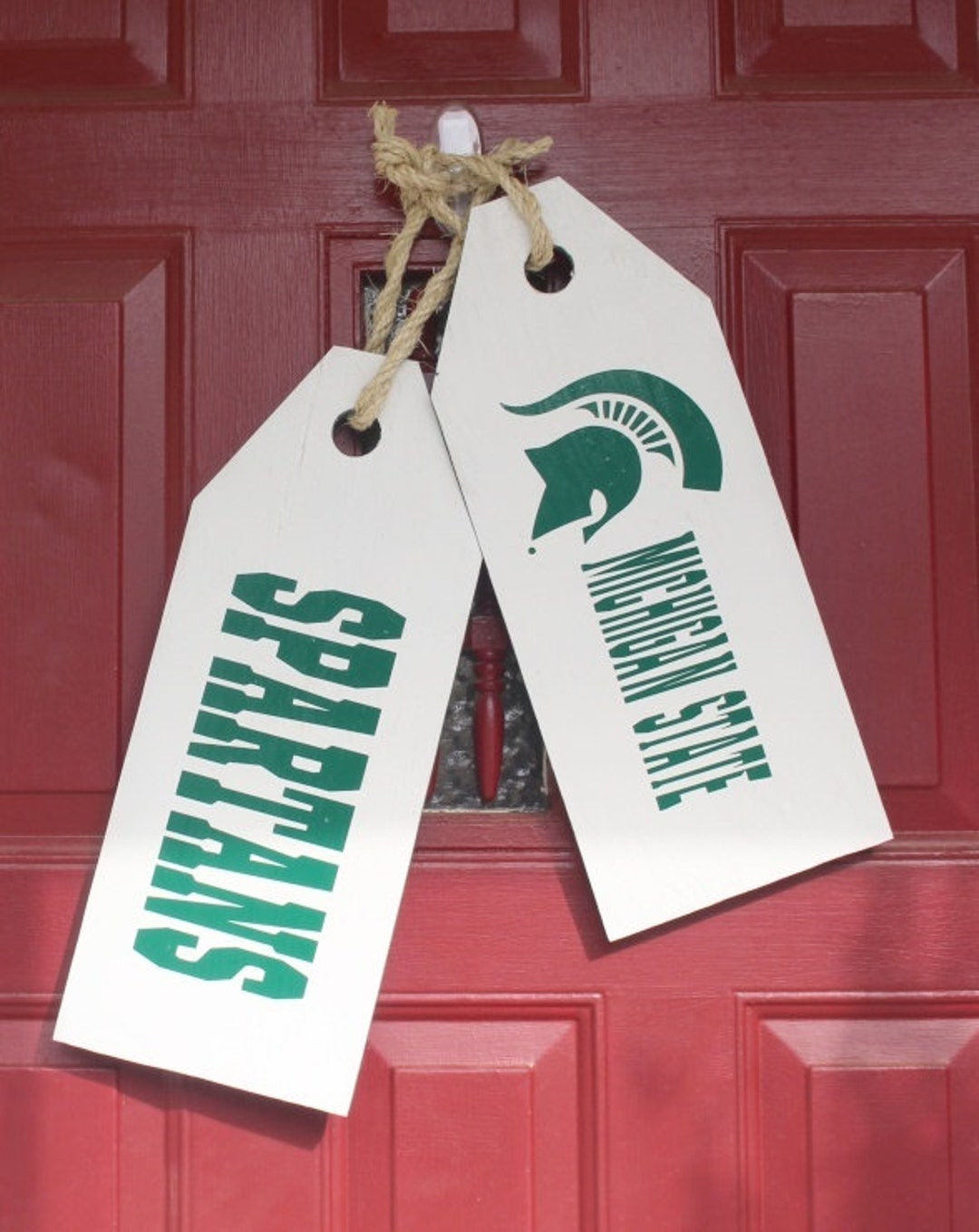 Reversible Wooden Door Hang Tags - Michigan State Door Tags - Custom ...