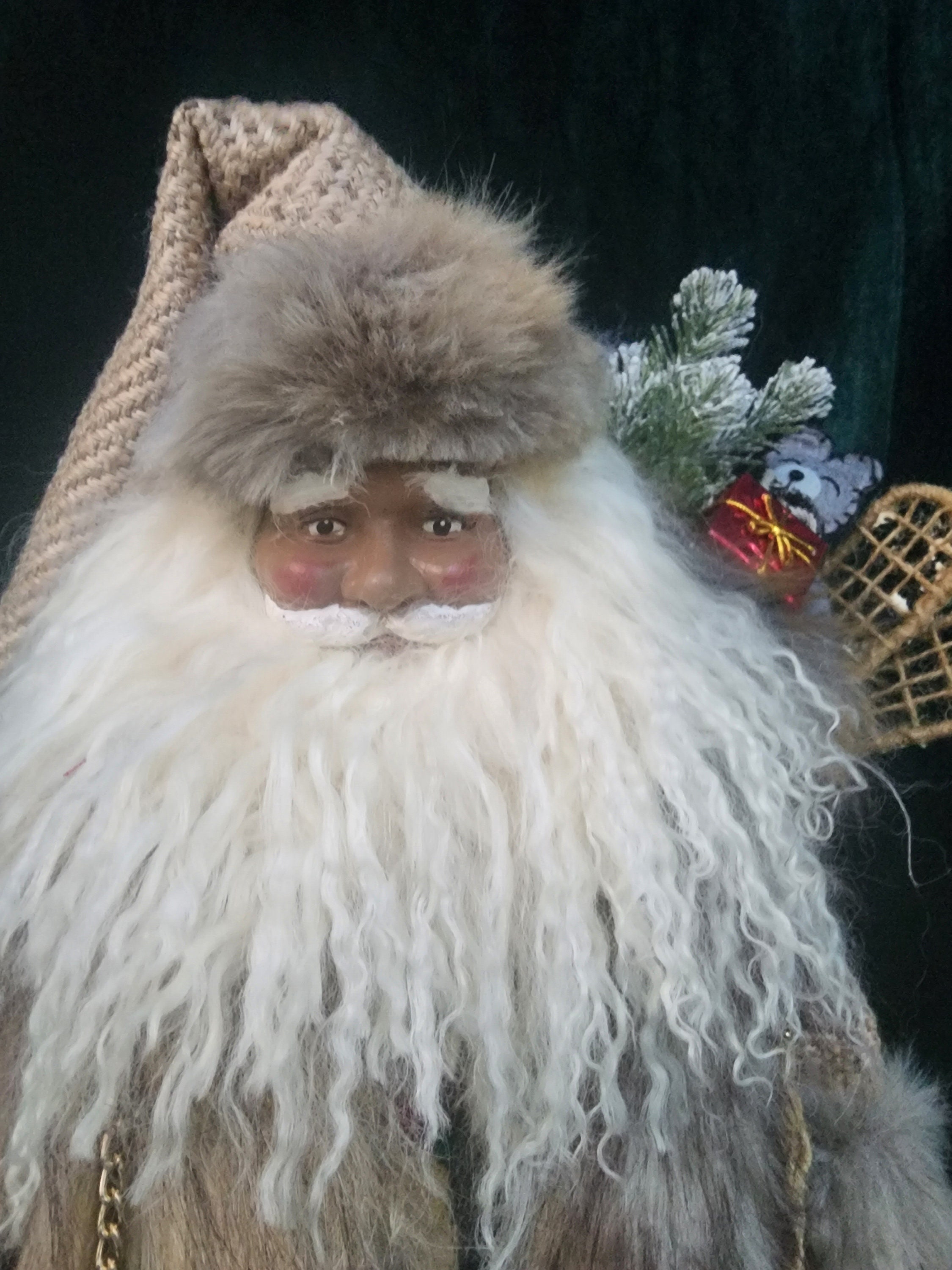 Black Wilderness Burlap Santa, African A. Wilderness Burlap Santa ...