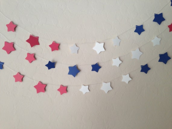 Red White & Blue Star Garland/Banner Patriotic Banner | Etsy