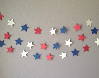 Red White & Blue Star Garland/banner Patriotic Banner | Etsy