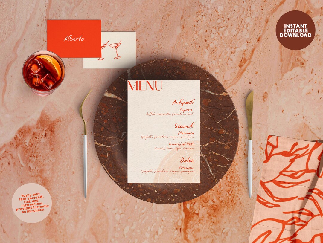 ALBERTO MENU | Instant Download Italian Theme Menu | Unique Editable ...