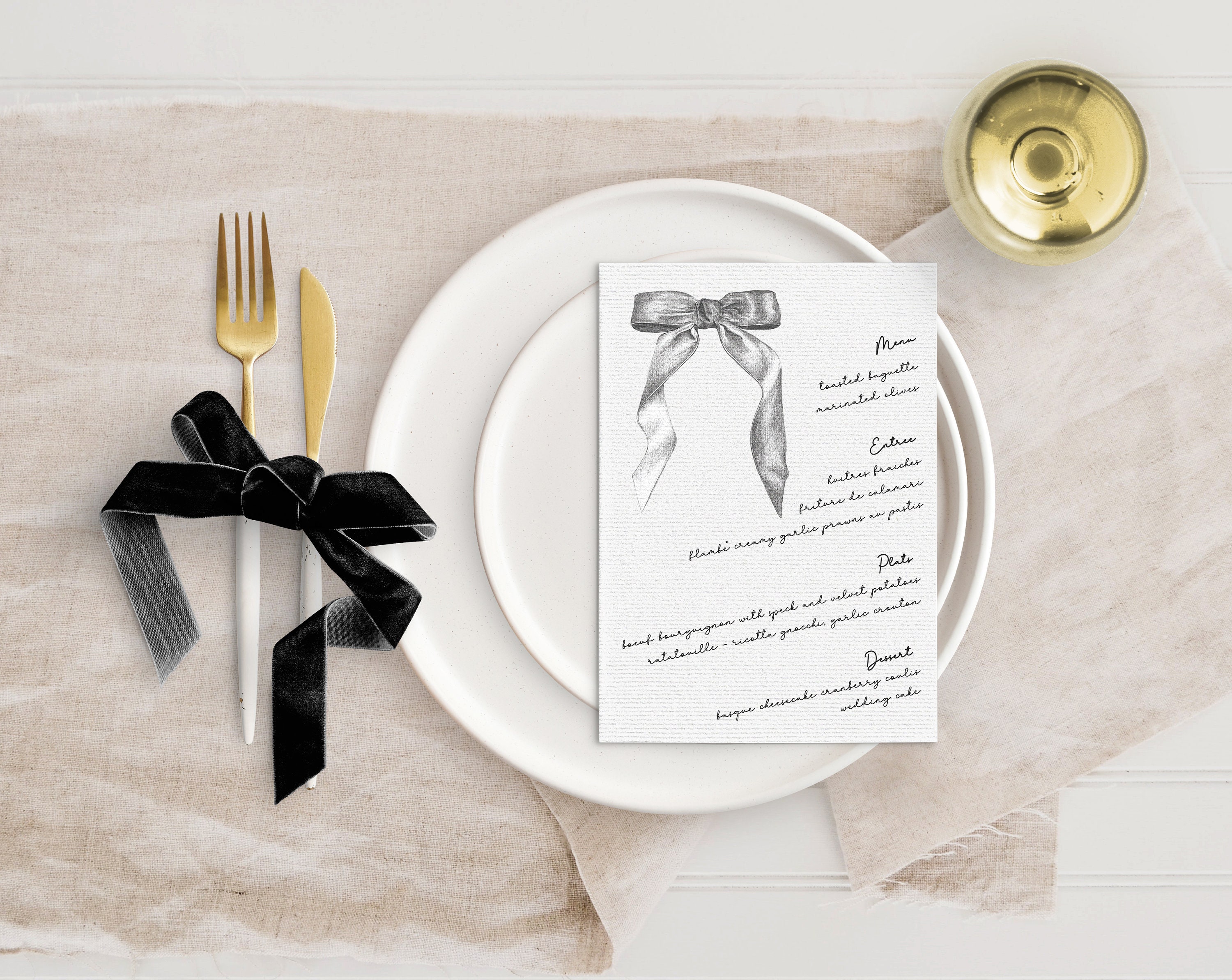 BEAU Menu Classic Wedding Menu Customised Wedding Menu Illustrated Hand ...