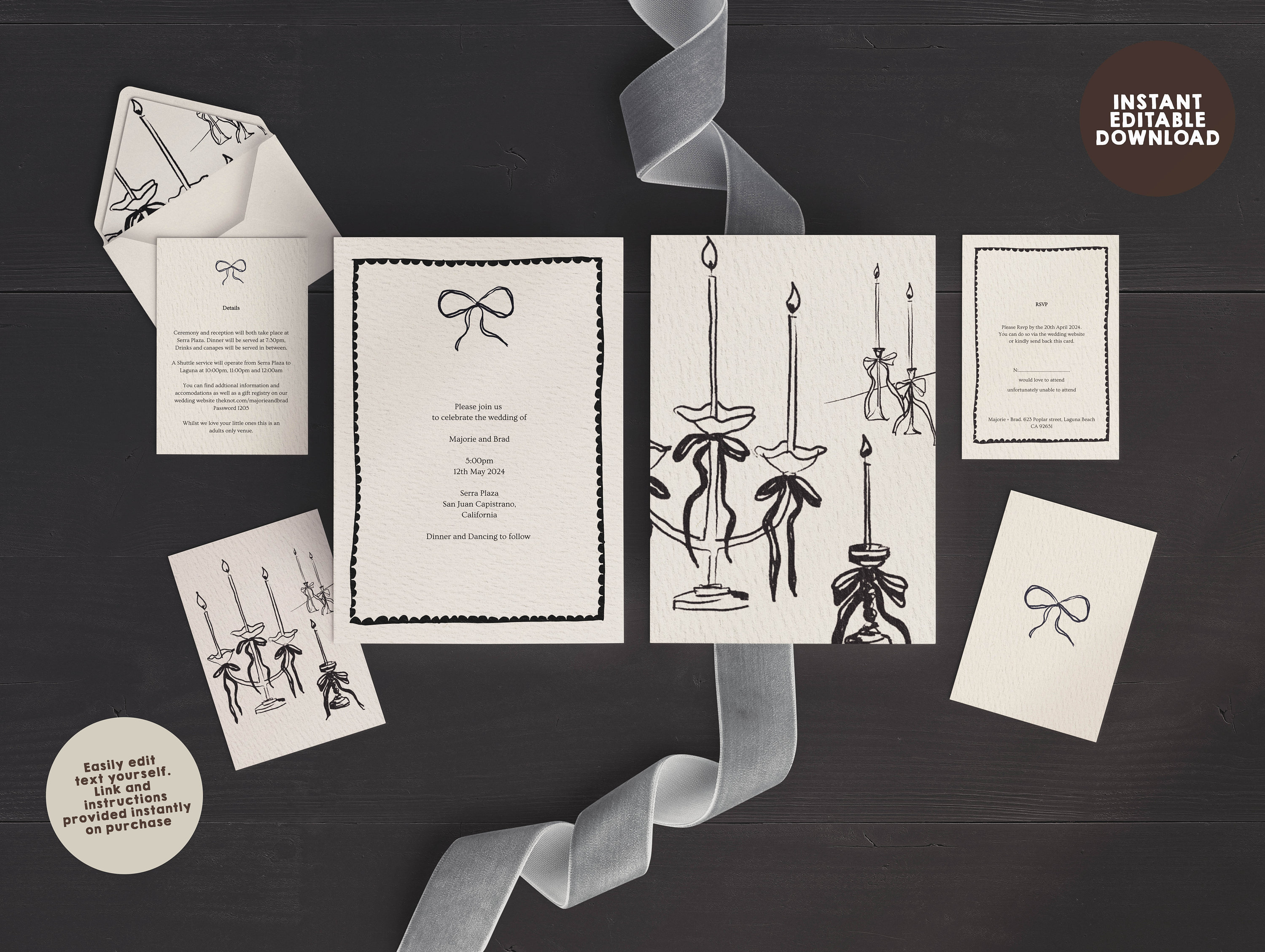INVITACIÓN BOWIE / Invitación de boda con tema de moño de descarga ...