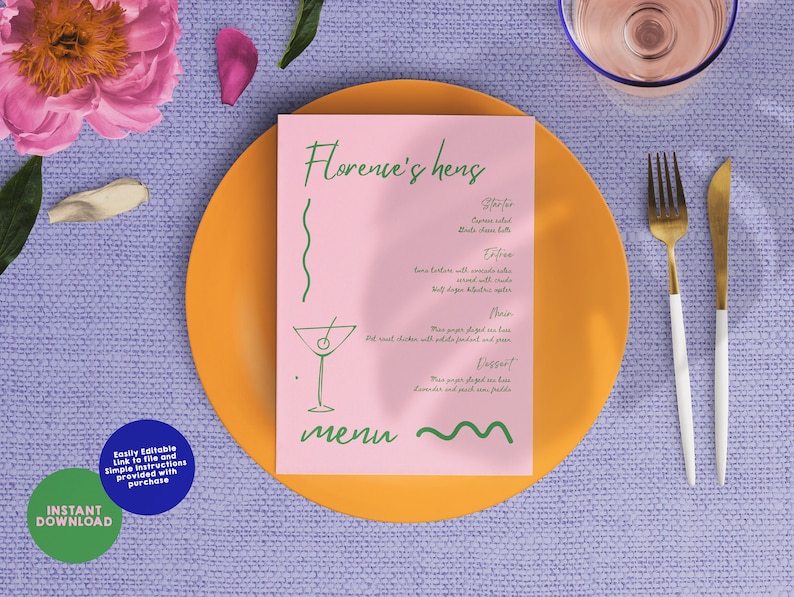 FLORRY Fully Editable Menu | Instant Download |fun Event Menu ...