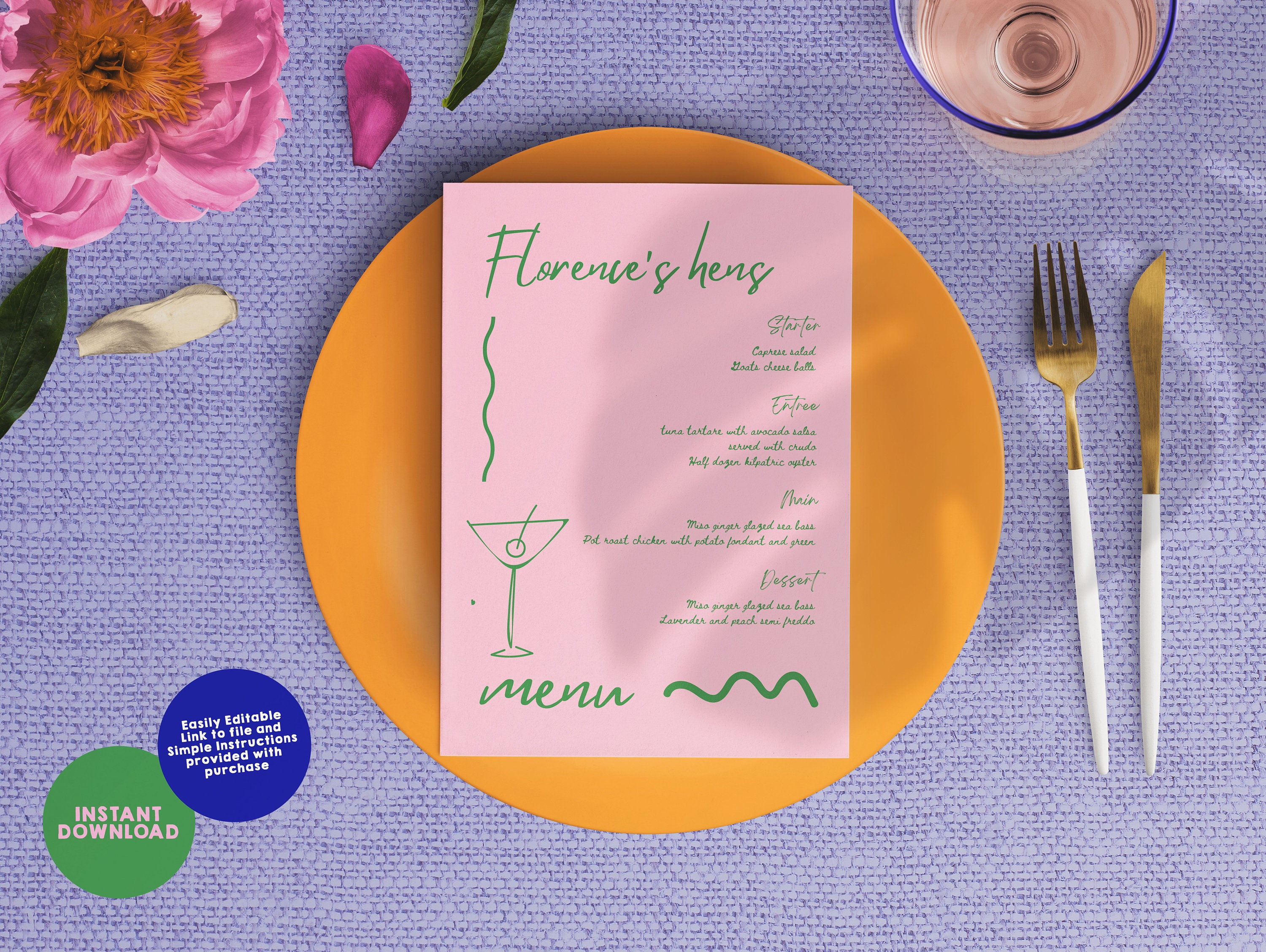 FLORRY Fully Editable Menu Instant Download fun Event Menu Colourful ...