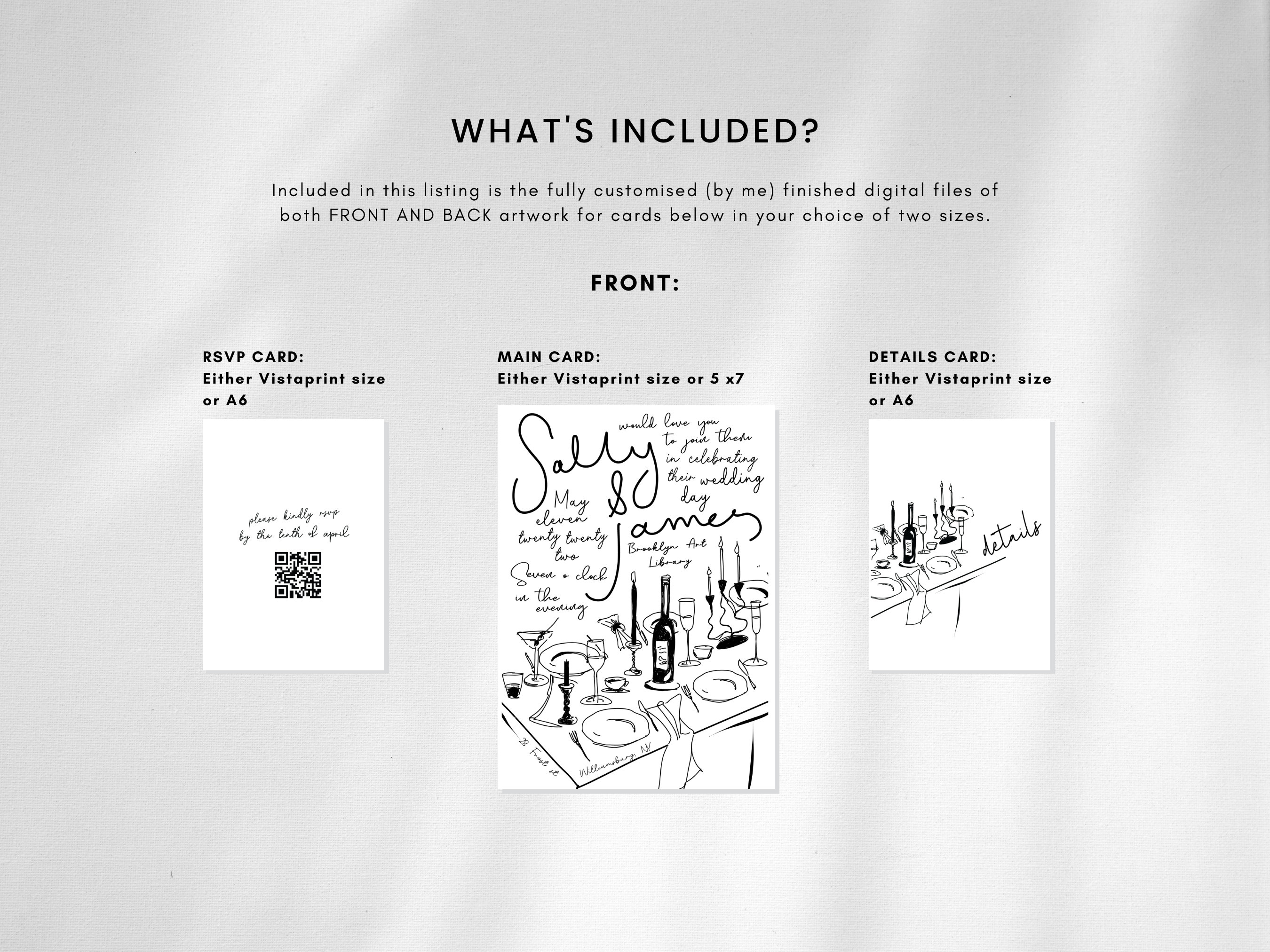 UNTITLED Full Set Hand Drawn Table Illustration Dinner Invitation ...