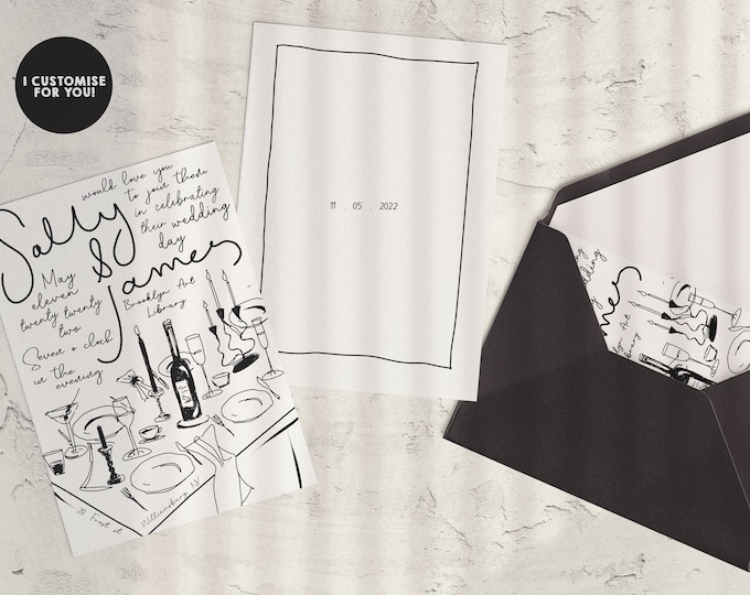 Hand Drawn Wedding or Engagement or Birthday Invitation UNTITLED ...