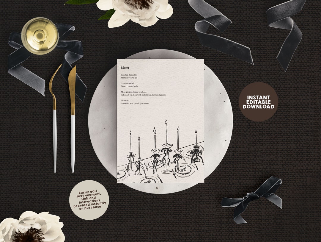 BOWIE MENU | Instant Download Bow Theme Menu | Unique Editable Menu ...