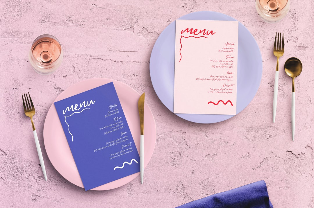 ARIEL Pink Wedding Menu | Colourful Engagement Party (digital Download ...