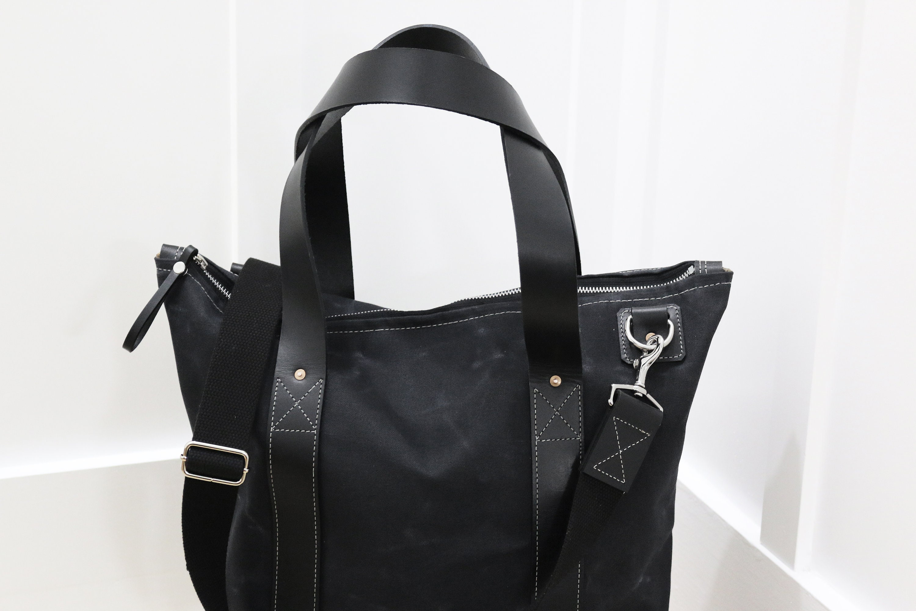 EXTRA LARGE Zippered Tote Bag - Heavy Waxed Canvas Everyday Tote ...