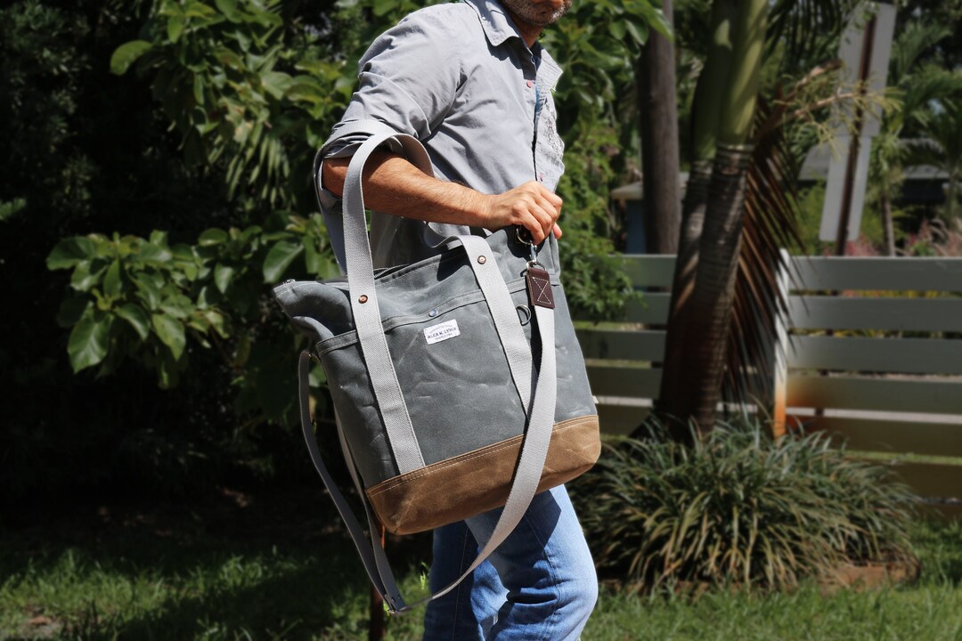 EXTRA LARGE Zippered Tote Bag - Heavy Waxed Canvas Everyday Tote ...