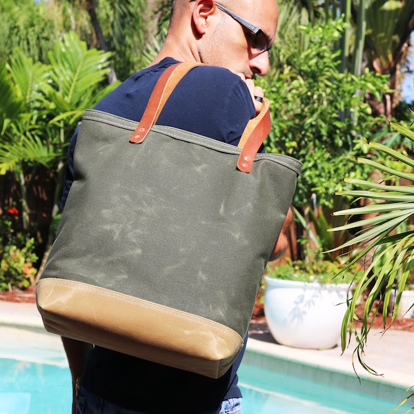 Mens Canvas Tote Brown - Etsy