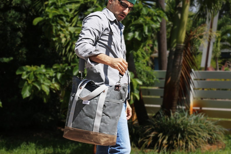 EXTRA LARGE Zippered Tote Bag - Heavy Waxed Canvas Everyday Tote ...