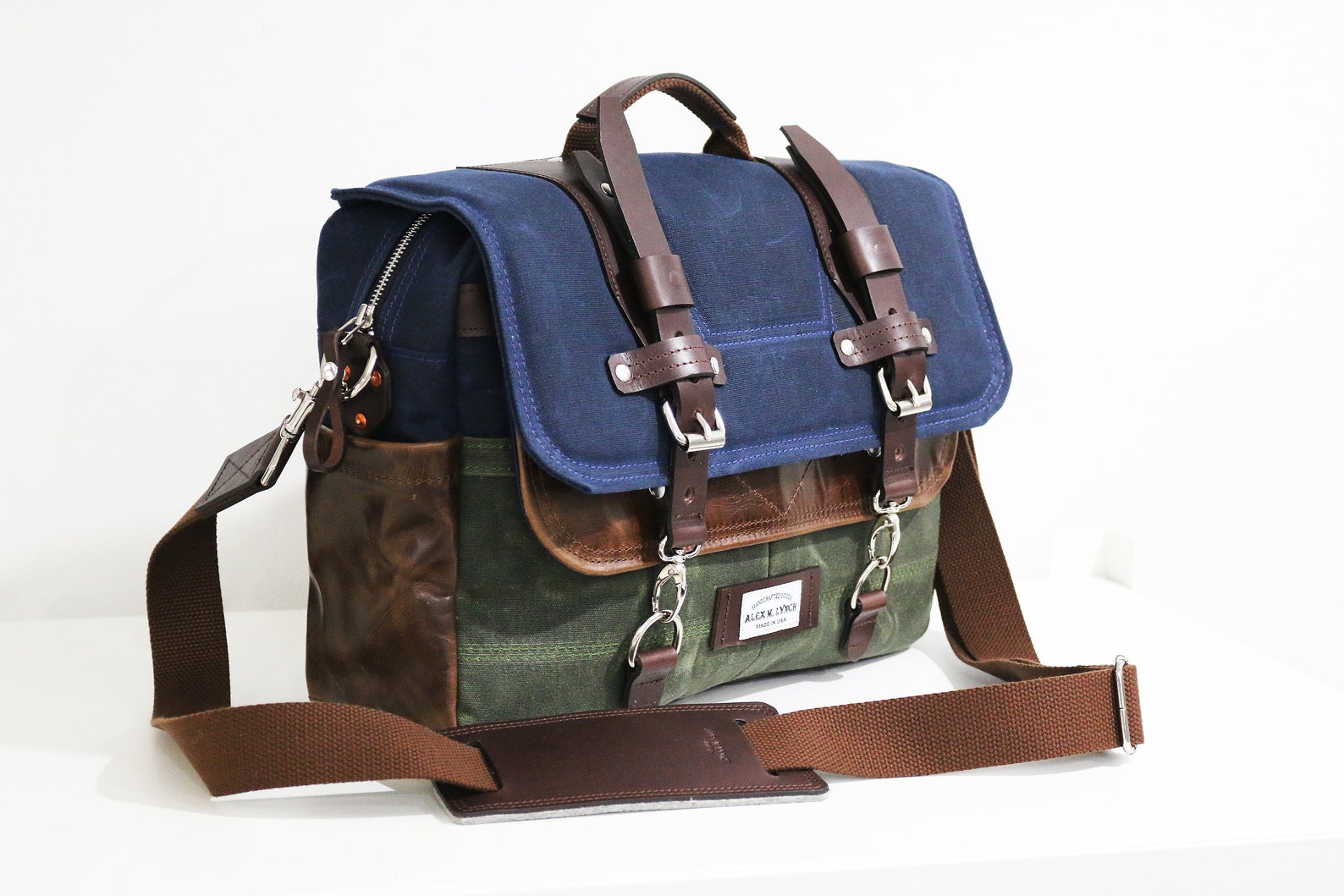 Waxed Canvas Briefcase Messenger Bag - Handmade by Alex M Lynch ...