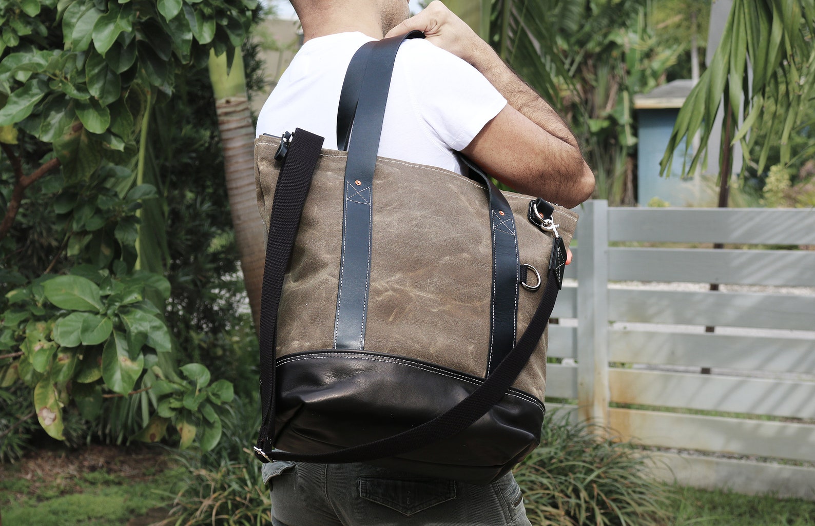 EXTRA LARGE Zippered Tote Bag - Heavy Waxed Canvas Everyday Tote ...