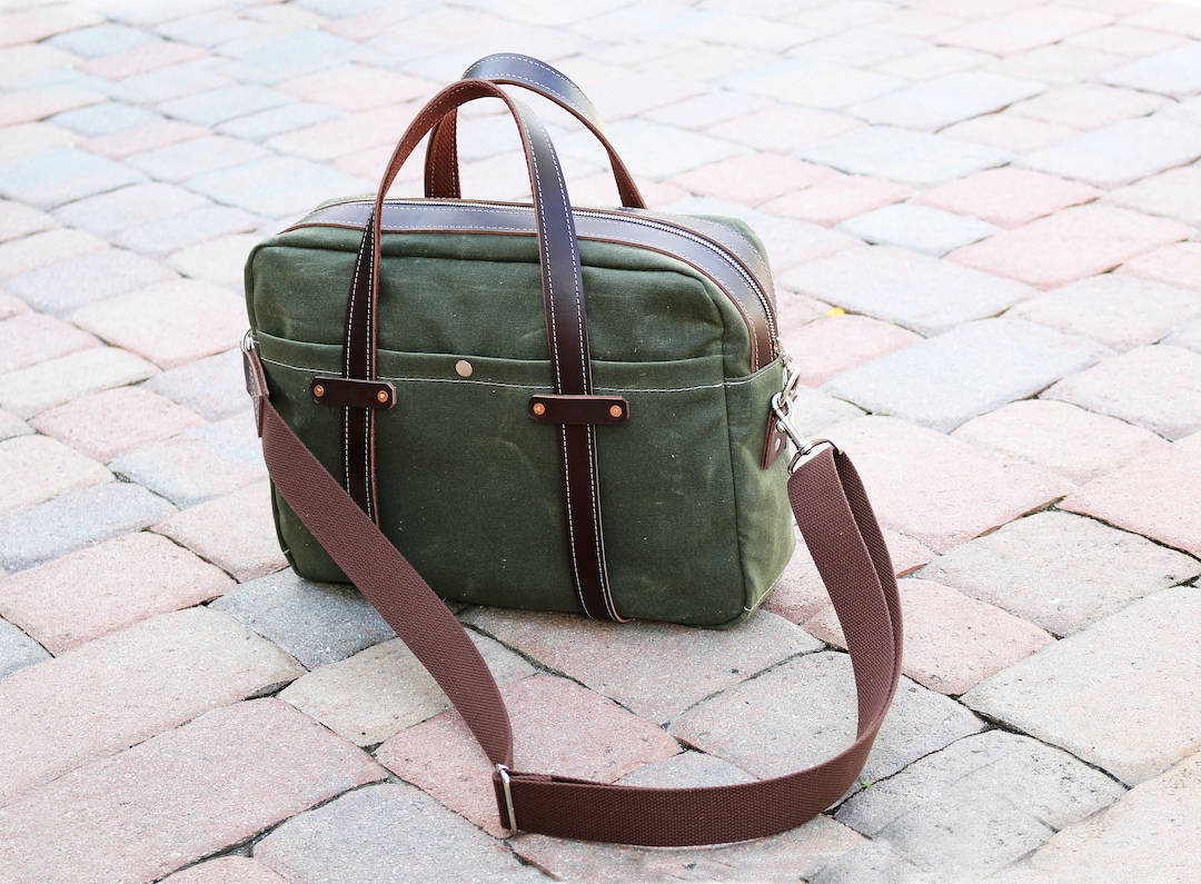 Waxed Canvas Briefcase Bag - Handmade by Alex M Lynch - 010279 - Etsy
