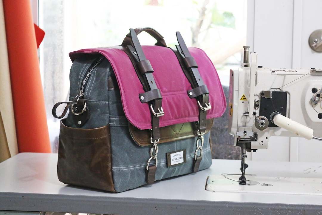Waxed Canvas Briefcase Messenger Bag - Handmade by Alex M Lynch ...
