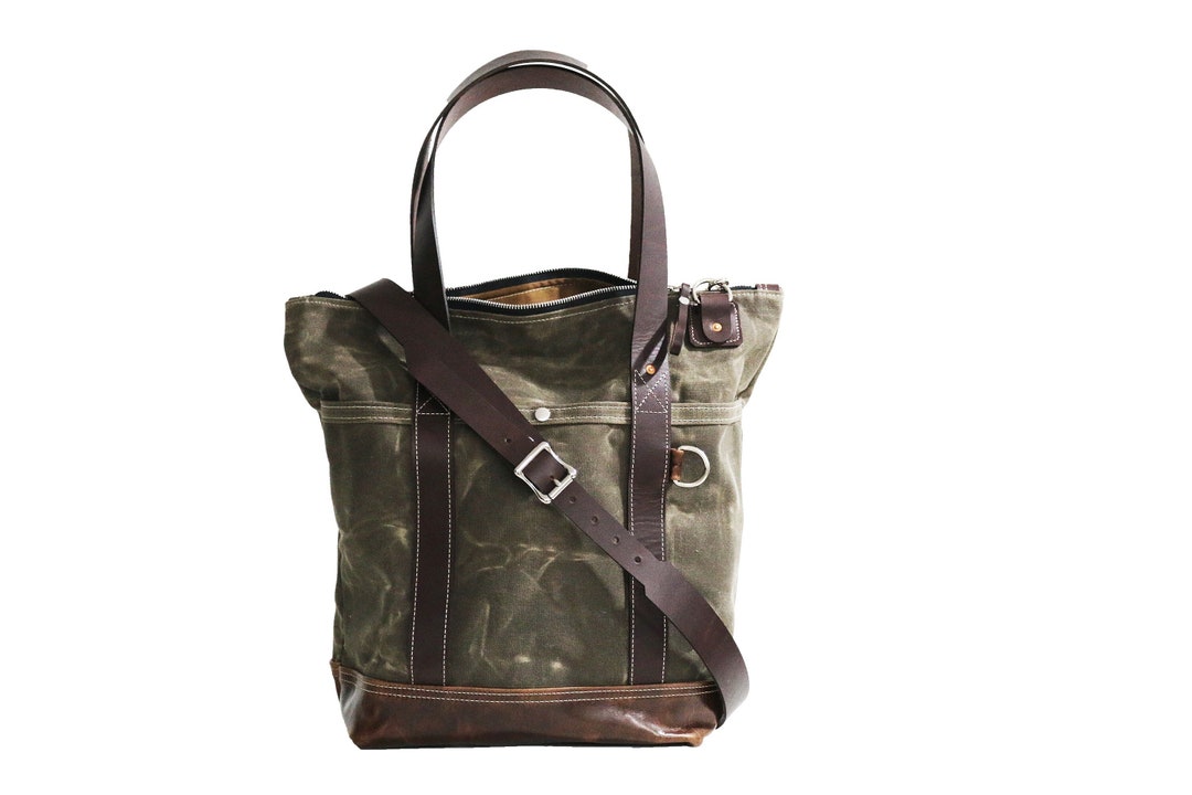 EXTRA LARGE Zippered Tote Bag - Heavy Waxed Canvas Everyday Tote ...