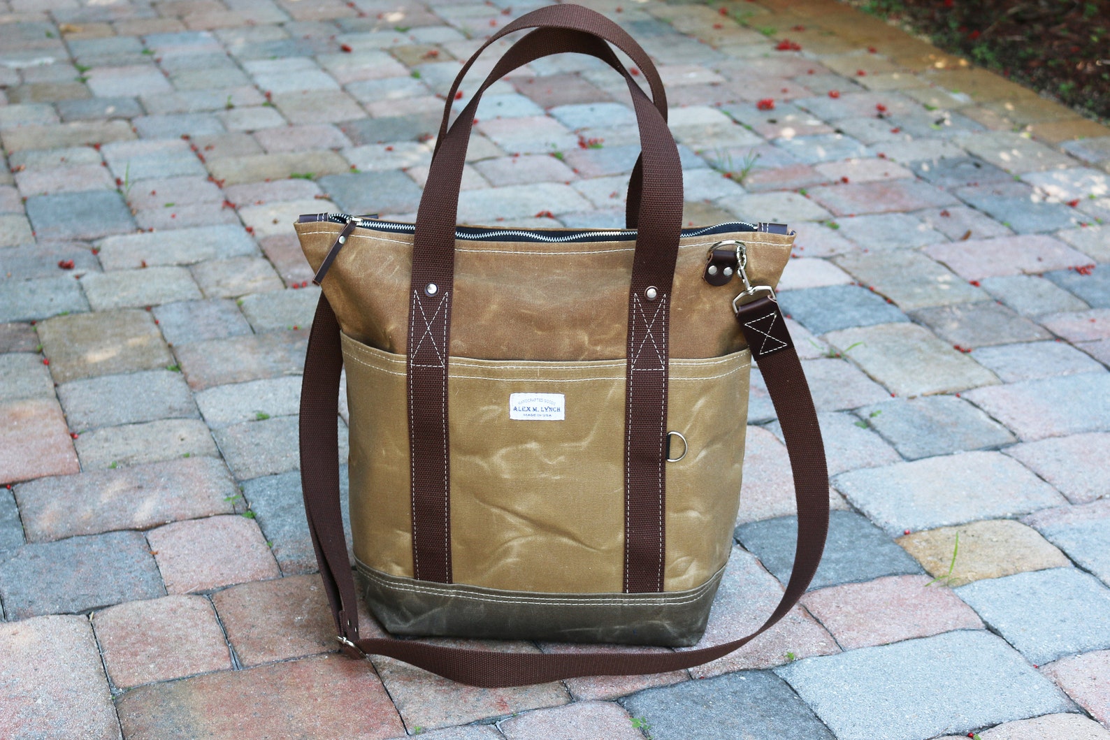 EXTRA LARGE Zippered Tote Bag - Heavy Waxed Canvas Everyday Tote ...