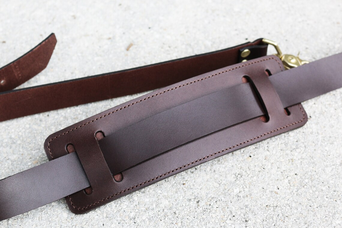 Adjustable Leather Shoulder Strap With Leather Pad - SOLID BRASS ...