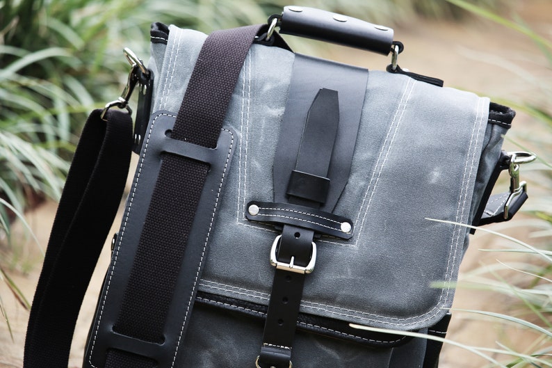 Vertical Laptop Messenger Bag Leather Handle and Shoulder - Etsy